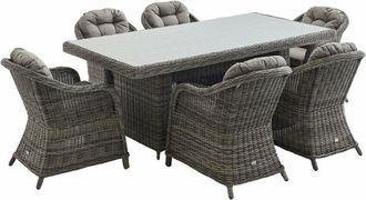 Sweeek Gartentisch 6 Sitze Polyrattan - Lecco Grau / Grau