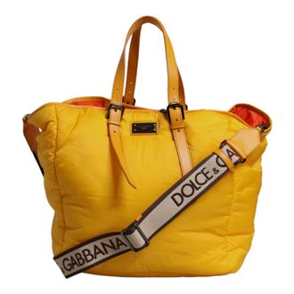 Dolce & Gabbana Nylon Logo Plaque Hand Schulter Duffle Bag - - Bags - Damen - Gelb - ONE SIZE