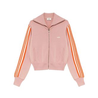 Autry Rosa Bestickter Pullover mit Rei&szlig;verschluss - - Sweatshirts & Hoodies - Damen - Rosa - XS