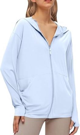 Generic Vestes pour femmes 2026 en soie glac&eacute;e veste de protection solaire coupe ample manches courtes &eacute;t&eacute; l&eacute;g&egrave;re et respirante, bleu, XXL