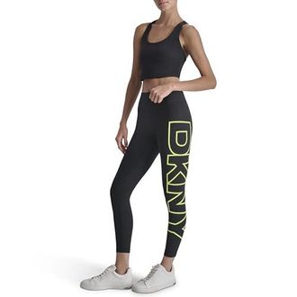 DKNY High Waist 7/8 Exploded Logo Tight Leggings, Zeste, XXS Femme