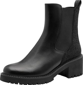 Marco Tozzi Damen Chelsea Boots mit Blockabsatz Glitzerdetails, Schwarz (Black), 40 EU
