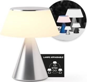 Lexon Lampe de chevet LED LUMA L, Grande lampe de table sans fil tactile avec variateur dintensit&eacute; et synchronisation multi lampes, 9 couleurs de lumi&egrave;re re