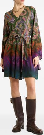 Etro Paisley Print Viscose Mini Dress - Green