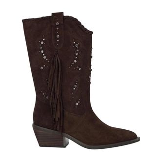 Alma En Pena Flache Stiefeletten Fransen Strass - - Shoes - Damen - Braun - 37 EU