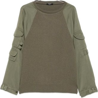 Balmain Pull Cargo en Laine M&eacute;rinos - Homme - Pulls - Vert - Taille: L
