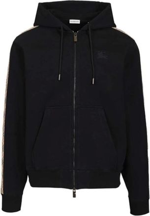 Burberry Homme, Sweatshirts et sweats &agrave; capuche, Bleu, Taille: XL Check Trim Cotton Zip Sweat &agrave; capuche