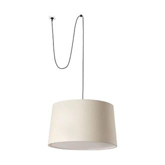 Faro Barcelona Faro Windsor Zylindrische Pendelleuchte, schwarz, Leinen, mit Clip, 3 x E27
