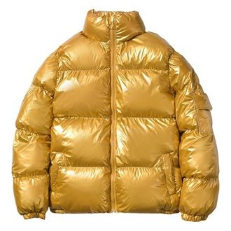 Generic Doudoune Homme, Doudoune &Eacute;paisse, Manteau dHiver Chaud, Col Montant, Fermeture &Eacute;clair, Matelass&eacute;e, Id&eacute;ale pour Temps Froid, Couleur Or, Taille 3XL