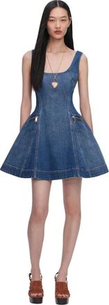 Self Portrait Femme, Robes, Bleu, Taille: 38 FR Mini-robe &agrave; appliqu&eacute;s floraux