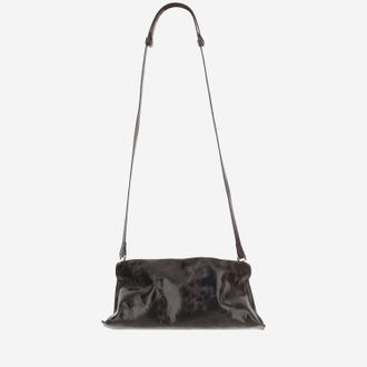 Benedetta Bruzziches Womens Glossy Leather Bag Dark Brown Shoulder
