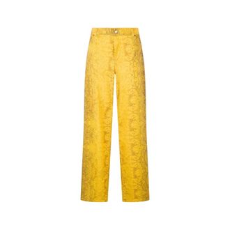 Roberto Cavalli Weite Hose mit Broccato-Druck - - Trousers - Damen - Gelb - M
