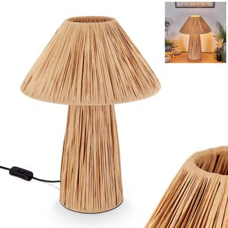 HOFSTEIN Tischleuchte Paiol, Tischlampe aus Metall/Papier in Beige/Natur, Leuchte im Vintage/Retro-Design mit Schirm aus Papier (&Oslash; 32 cm) u. An/-Auschalter am 