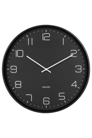 Karlsson Wanduhr Lofty, Schwarz, Metall, 40x40x4.5 cm, Dekoration, Uhren, Wanduhren