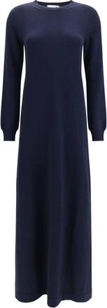 Malo Langes Kaschmir-Rundhalskleid - - Dresses - Damen - Blau - XS