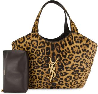 Saint Laurent Medium Icare Leopard-print Tote Bag