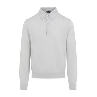 Tom Ford Fein gestrickter Kaschmir-Seiden-Polo - - Knitwear - Herren - Beige - XL