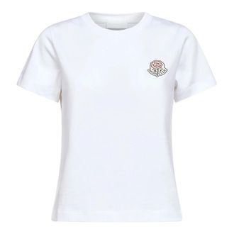 Moncler Logo Baumwoll-T-Shirt - - Tops - Damen - Wei&szlig; - L