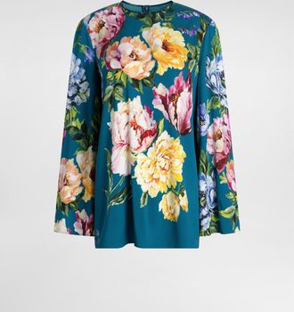 Dolce & Gabbana Peony-print Charmeuse Top - Frau Collection Multicolor 46