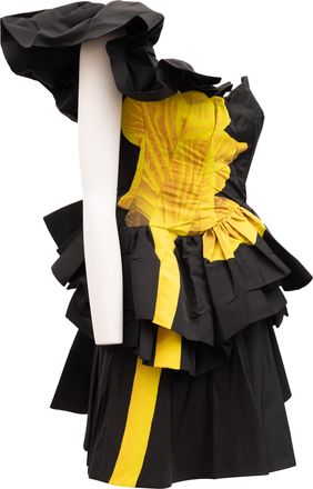 Alexander McQueen Womens Black Dress With Yellow Details
