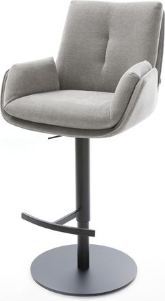 DELIFE Barstuhl Clea-Flex Strukturstoff Soft Grau Drehfuß höhenverstellbar Metall drehbar, Barstühle