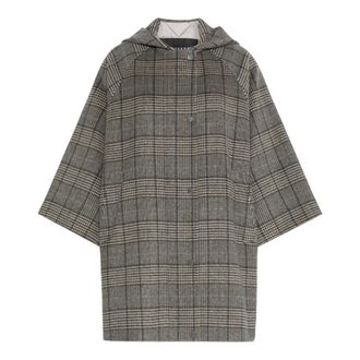 Max Mara Cappotto midi in doppio drap di pura lana Principe di Galles - Femme - Manteaux - Gris - Taille: 36 FR