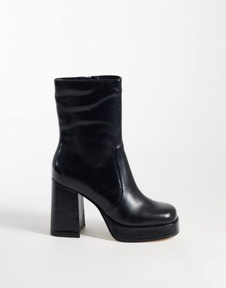 Steve Madden Echos bottines &agrave; plateforme montantes en cuir noir