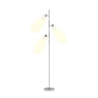 Brilliant Lampe Lea LED Standleuchte 3flg eisen/chrom | 3x LED-D45, E14, 4W LED-Tropfenlampe inklusive, (450lm, 2700K) | Mit Fu&szlig;schalter
