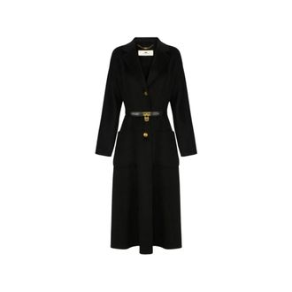 Elisabetta Franchi Mantel aus Doublecloth mit G&uuml;rtel - - Coats - Damen - Schwarzk - M