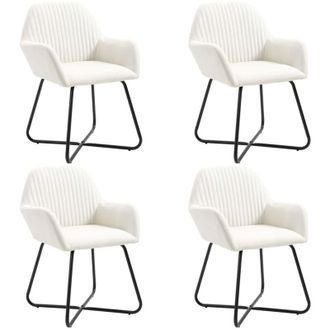 vidaXL Esszimmerst&uuml;hle 4 Stk. Creme Stoff Vidaxl