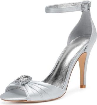 Generic Femmes &Agrave; Talon Haut &Eacute;l&eacute;gant Mari&eacute;e Stylet Talons Et&eacute; Talon Mariage Soir&eacute;e Chaussures Femmes 10.5Cm,Argent,40 EU
