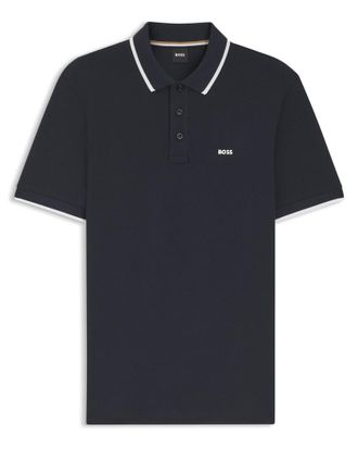 HUGO BOSS Piqu&eacute;-Poloshirt mit Kontraststreifen am Kragen in