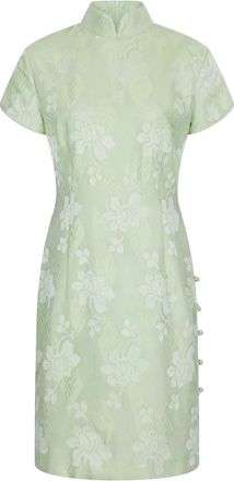 Shanghai Tang robe courte &agrave; fleurs en jacquard - Vert