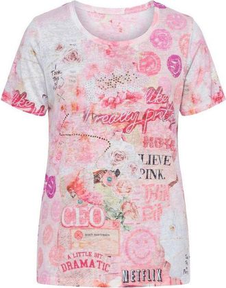 Angel Of Style T-Shirt T-Shirt Comfort Fit Smiley/Blumen-Muster Halbarm