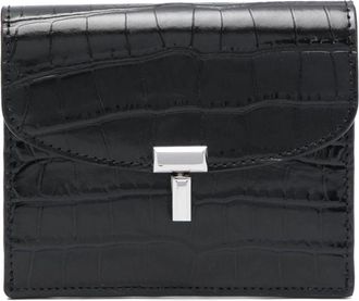 Toteme porte-cartes en cuir à fermoir T - Noir