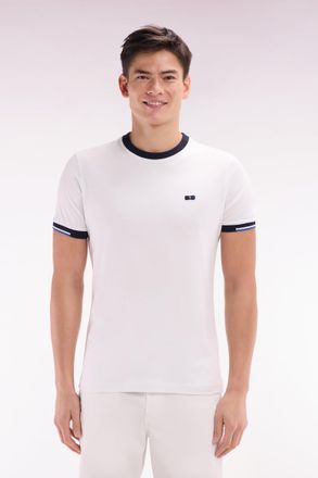 Eden Park T-shirt En Coton Blanc Broderie Dos Coupe Droite