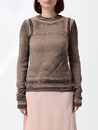 Acne Studios T-shirt &agrave; manches longues en coton coupe slim avec logo ton sur ton
