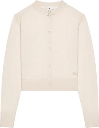 Courr&egrave;ges Femme, Pulls, Beige, Taille: 38 FR Buckle Merinos Cardigan