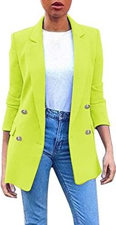 Generic Vestes d&eacute;contract&eacute;es pour femmes 2026 avec poche drap&eacute;e sur le devant, jaune, XXL