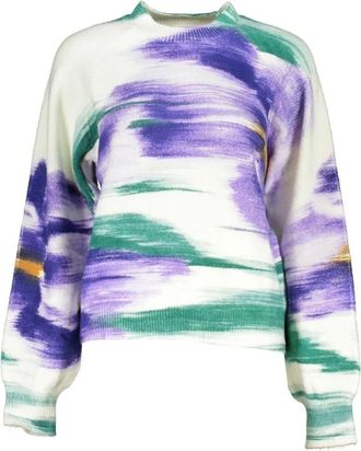 Desigual Femme, Pulls, Blanc, Taille: 44 FR Pull &eacute;l&eacute;gant &agrave; col rond avec d&eacute;tails contrast&eacute;s