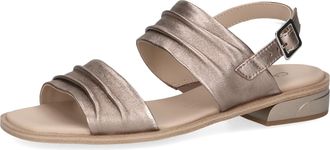 Caprice Damen Sandalen flach aus Leder mit Fußbett, Beige (Taupe Metallic), 37 EU