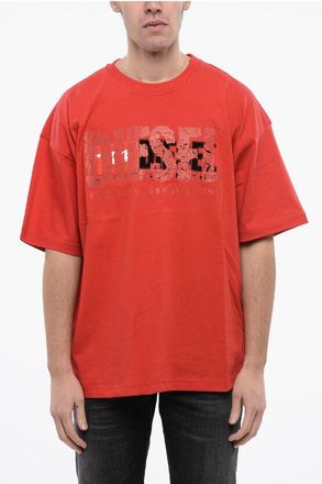 Diesel RED TAG Solid Color T-NABEL-M1 Crew-neck T-Shirt with Cracke size Xxl