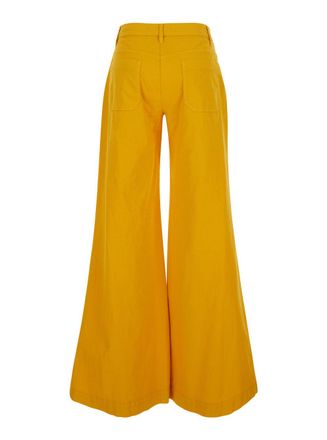 Merci Womens Trousers Yellow Cotton