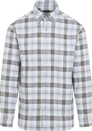 Brioni Chemise &agrave; carreaux macro cach&eacute;s - Homme - Chemises - Bleu - Taille: L