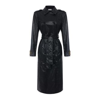 Elisabetta Franchi Scale-texture Trench Coat - - Coats - Damen - Schwarzk - 2XL