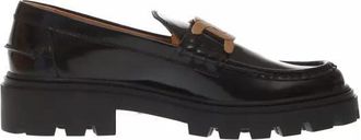 Tod's Black Brushed Tank Moccasin With Chain Buckle - Gr. 38,5 (EU) - in Schwarz