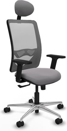 Piqueras y Crespo B&uuml;rostuhl Zulema mit 2D-Armlehnen, h&ouml;henverstellbarer Lendenwirbelst&uuml;tze und festem Kopfteil, ausgestattet mit 3 Positionen und Schneidschaum, Grau/Gr