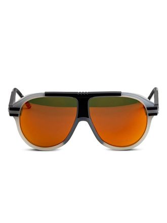 Thom Browne lunettes de soleil &agrave; monture ronde - Noir