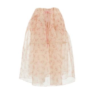 Simone Rocha Femme, Jupes, Rose, Taille: 34 FR Jupe midi en organza orn&eacute;e de fleurs