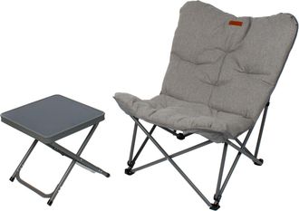 Eclipse Glamping Stuhl Bundle mit Outdoor Campingstuhl HERKULES und Hocker Titan Grau klappbar faltbar als Klappstuhl Faltstuhl Angelstuhl Strandstuhl Balkons